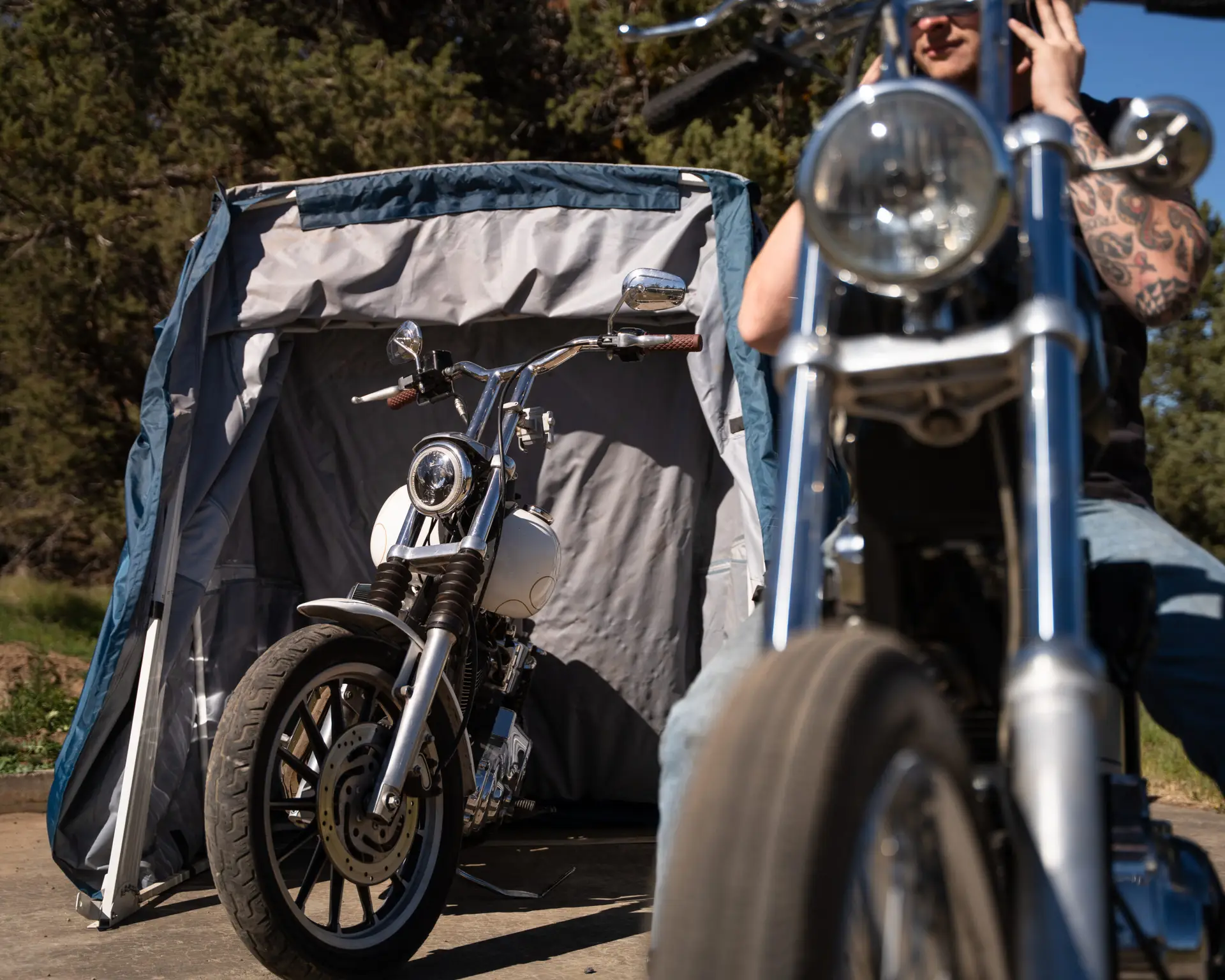 Motorcycle Storage Pod | Weatherproof & Convenient Design
